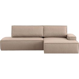Home Affaire Ecksofa »SHERWOOD, Schlafsofa in L-Form offen (275cm), Cord, Leinenoptik« Schlaffunktion und Bettkasten, Kedernaht, hoher Sitz- &...