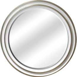 LEONIQUE Spiegel &raquo;Annissa&laquo; Runder Spiegel, Holz, wei&szlig;-silber, Facette, &Oslash; 155 cm, Flur/Wohnzimmer wei&szlig; Polyurethan