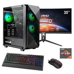 Hyrican Gaming-PC-Komplettsystem »Striker SET02422« 30 ′′ AMD Ryzen 7 GeForce RTX 4060 16 GB RAM 1.000 GB SSD DDR5, Windows 11, inklusive 30" Curved..