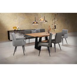 K+w Komfort & Wohnen K+W Komfort & Wohnen Essgruppe &raquo;Giacomo I&laquo; Polsterbank, 2 St&uuml;hle und 2 Armlehnenst&uuml;hle, 6 Stk. tlg. 2 St&uuml;hle und Bank, 2 Armlehnenst&uuml;hle Stoff 775, 