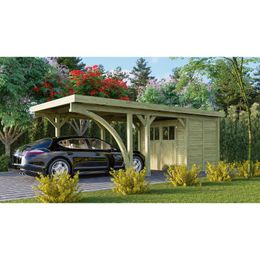 Karibu Einzelcarport &raquo;&raquo;Classic 2 SET&laquo; PVC-Dach Variante B, mit einem Einfahrtsbogen&laquo; Massivholz 250 cm KDI aus Masivholz