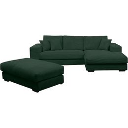 WERK2 Polstergarnitur »Eden L-Form + Hocker. Mega Couch Breite 286cm, Cord« Set, Design Ecksofa + Hocker in Cord mit besonders weichem Sitzkomfort...