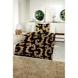 Bettw&auml;sche &raquo; Bed - Goldene Ranken&laquo; 2 Stk. tlg. besonders weich und anschmiegsam gelb Microfaser, Obermaterial: 100% Polyester