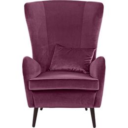 Home Affaire Sessel &raquo;Sallito, TV-Sessel, Ohrensessel mit&laquo; Hocker, in vielen Bezugsqualit&auml;ten, auch in Samtcord lila Struktur Hahnentritt (67% 