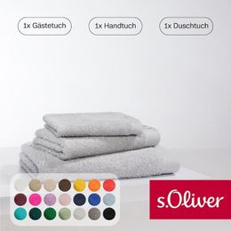 s.Oliver Handtuch Set »Premium Qualität, 600 gr/m², « Set 3 Stk. Walkfrottier 1 Gästetuch 30x50 cm, 1 Handtuch 50x100 cm, 1 Duschtuch 70x140 cm...