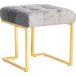 Kayoom Sitzhocker »Hocker Rare, Edler Touch durch goldenes Gestell« 1 Stk. tlg. eckig, samtweich, gesteppt, mit Zierknöpfen, Edelstahlgestell Grau