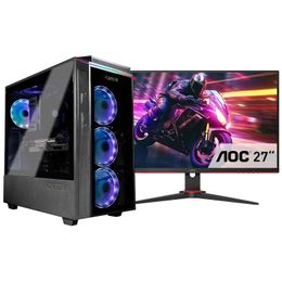 Captiva Gaming-PC-Komplettsystem »Advanced Gaming I84-218 TFT Bundle« 68, 6 ′′ Intel Core i7 Nvidia 32 GB RAM 1.000 GB SSD schwarz ohne Windows