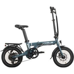 VOGUE BIKE &raquo;Mini&laquo; 6 Gang Shimano Tourney Schaltwerk Kettenschaltung Heckmotor 250 W Pedelec, Elektrofahrrad f&uuml;r Damen u. Herren Petrol blau+blau