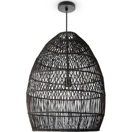 Paco Home Pendelleuchte »VIHMO« E27 Rattan Pendelleuchte Wohnzimmer Natur LED Boho Rustikal Korb E27 Schwarz
