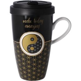 Goebel Coffee-to-go-Becher »Lotus - "Yin Yang schwarz"« mit abnehmbarem Deckel, 500 ml schwarz