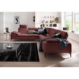 W.Schillig Ecksofa »valentinoo, Designsofa, elegant und bequem, L-Form« mit Sitztiefenverstellung, Breite 318 cm rosso marone Z73