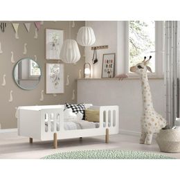 Vipack Kinderbett »Smile, Juniorbett 70/140 cm, inkl. Rolllattenrost, MDF weiß lackiert« B/H/T ca. 150x60, 2x74cm, niedriger Betteinstieg, stabil...