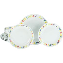 Creatable Teller-Set »Happy Birthday, Tellerset 12-tlg.« Fröhliches buntes Geschirr, Für alle Geburtstagsfeierlichkeiten weiß, bunt