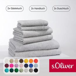 s.Oliver Handtuch Set »Premium Qualität, 600 gr/m²« Set 6 Stk. Walkfrottier 2 Gästetücher 30x50, 2 Handtücher 50x100, 2 Duschtücher 70x140 hellgrau...