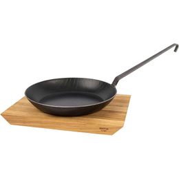 Siena Home Bratpfanne »Fermo« Gusseisen Set, 2 Stk. tlg. schmiedeeisern, 28 cm, hoch, Induktion, mit Schneidebrett BRESCIA 45° schwarz