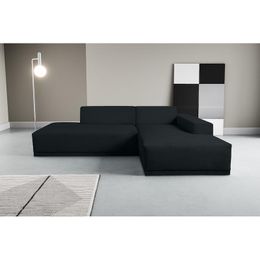 WERK2 Ecksofa »Apollo, hoher Sitzkomfort, aktuelles Design, Breite 264cm, L-Form« Puristisches Design mit maximalem Komfort schwarz