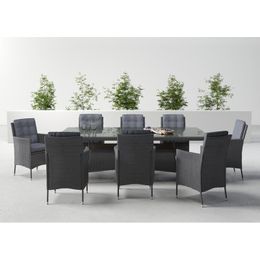 Konifera Garten-Essgruppe »Korfu« Set, 8x Sessel, 1x Tisch 200x100x73, , 5cm, inkl. Auflagen, inkl. Schutzhülle, 17 Stk. tlg. Polyrattan, Stahl,...