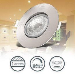 B.K.LICHT LED Einbauleuchte &raquo;BK_EL1285 6er Set Einbausspots, Dimmbar, Schwenkbar, Einbaustrahler&laquo; LED-Modul 6 Stk. Warmwei&szlig; 3.000K, 480Lm, 4, 9W,...