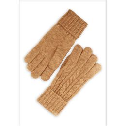 Capelli New York Strickhandschuhe 1 Paar, mit Zopfstrickmuster, Feinstrick, breiter Umschlag, wärmend camel