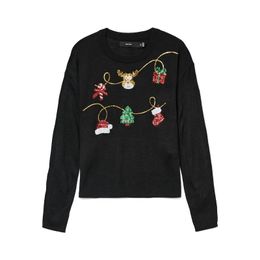 Véro Moda VERO MODA Weihnachtspullover »VMGLITTER LS O-NECK XMAS BOX« Black Detail:W. SEQ + GARLAND ARTWORK M M X-Mas Pullover von Vero Moda