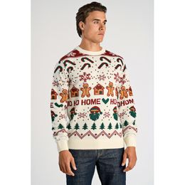 LINDBERGH Weihnachtspullover mit Intarsien Muster off white M M Pullover für Herren von LINDBERGH