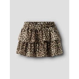 name it Volantrock »NKFVINAYA SKIRT FFF NOOS« Kunstfaser, Stretch, Allover Druck Black AOP:LEOPARD AOP 152 152 Minirock von name it für Mädchen