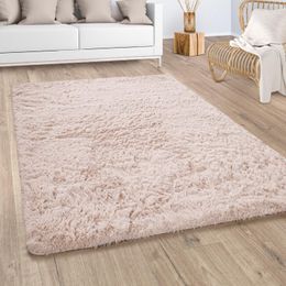 Hochflor-Teppich Paco Home "Silky 591", beige (creme), B:140cm H:37mm L:200cm, Polyester, Teppiche, Uni-Farben, besonders weich und kuschelig
