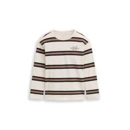 Tom Tailor Langarmshirt gestreift und mit Print beige brown stripe 92/98 92/98 T-Shirt für Jungs von Tom Tailor
