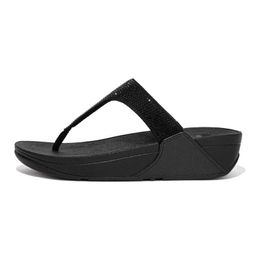 fitflop Dianette »LULU CRYSTAL EMBELLISHED TOE-POST SANDALS - HOTFIX«, Keilabsatz, Sommerschuh, Zehentrenner mit weichem Zehensteg schwarz 38 38...