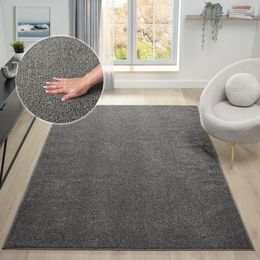 Teppich OTTO HOME "Lisam", dunkelgrau, B:240cm H:15mm L:320cm, Kunstfaser, Teppiche, meliert, uni, Wohnzimmer, Schlafzimmer