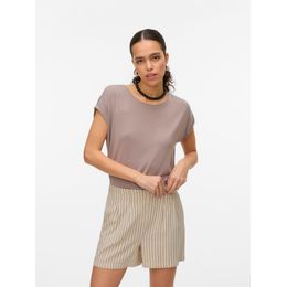 Véro Moda Rundhalsshirt VERO MODA "VMAVA PLAIN SS TOP GAJRS NOOS", Damen, Gr. L, grau (moon rock), Jersey, Obermaterial: 95% Lyocell, 5% Elasthan, unifarben, regular fit normal, Rundhals, Shirts