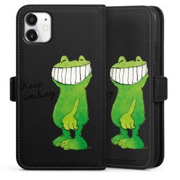 DeinDesign iPhone 11 Handy Klapph&uuml;lle Handyh&uuml;lle aus Kunst Leder schwarz Flip Case Janosch Frog Motivation Sideflip mit Lasche