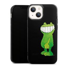 DeinDesign iPhone 13 Mini Handy Slim Case extra d&uuml;nn Silikon Handyh&uuml;lle schwarz H&uuml;lle Janosch Frog Motivation Silikon Slim Case
