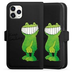 DeinDesign iPhone 11 Pro Handy Klapph&uuml;lle Handyh&uuml;lle aus Kunst Leder schwarz Flip Case Janosch Frog Motivation Sideflip mit Lasche
