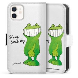 DeinDesign iPhone 12 mini Handy Klapph&uuml;lle Handyh&uuml;lle aus Kunst Leder wei&szlig; Flip Case Motivation Janosch Frog Sideflip mit Lasche