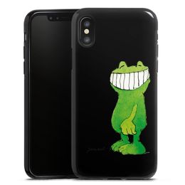 DeinDesign iPhone X Handy Silikon H&uuml;lle Case schwarz Handyh&uuml;lle Janosch Frog Motivation