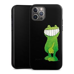 DeinDesign iPhone 12 Pro Handy Silikon H&uuml;lle Case schwarz Handyh&uuml;lle Motivation Janosch Frog