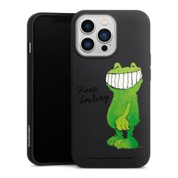 DeinDesign iPhone 13 Pro Handy Premium Silikon H&uuml;lle Handyh&uuml;lle schwarz Case Janosch Frog Motivation Silikon Premium Case