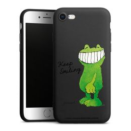 DeinDesign iPhone SE (2020) Handy Premium Silikon H&uuml;lle Handyh&uuml;lle schwarz Case Motivation Frog Janosch Silikon Premium Case