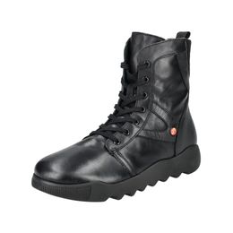 Schnürstiefelette Softinos "Softinos Stiefelette Leder", Damen, Gr. 39, schwarz, schwarz, Leder, Schuhe