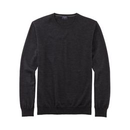 Rundhalspullover OLYMP "OLYMP Strick Casual", Herren, Gr. XL, grau (graphit), Obermaterial: 100% Schurwolle, normal, Rundhals, Pullover, moderner Strickpullover