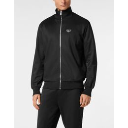 Yoga-Sweatjacke Philipp Plein "Iconic Plein", Kinder, Gr. 4XL, 02, schwarz, Obermaterial: 60% Polyester, 40% Baumwolle, Sweatjacken
