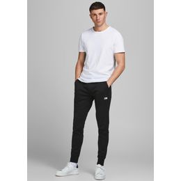 Jack & Jones Sweatpants JACK & JONES "AIR SWEAT PANTS", Herren, Gr. XS, N-Gr, schwarz, angeraute Sweatware, Obermaterial: 60% Polyester, 40% Baumwolle, unifarben, slim fit normal, Hosen