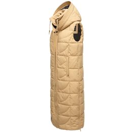 Steppweste Navahoo "Brezelchen", Damen, Gr. L (40), beige (sand), Oberstoff: 100% Polyester; Futter: 100% Polyester; Wattierung: 100% Polyester, gerade ca. Mitte Wade, hoch geschlossener Ausschnitt, Westen, Warme, lange Damen Outdoor-Weste mit Kapuze