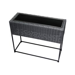 Expo-Börse Pflanzkasten Poly Rattan 65 x 24 x 52 cm grau mit Einsatz