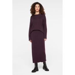 Maxirock SENSES.THE LABEL, Damen, Gr. M/L, lila (deep plum), Strick, Material: 51% Viskose, 27% Polyester, 22% Polyamid, unifarben, slim fit, R&ouml;cke Maxirock, mit Gehschlitz