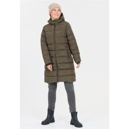 Wintermantel WHISTLER "Amaret", Damen, Gr. 36, grün (olivgrün), 100% Polyester, unifarben, lang, ohne Ausschnitt, Mäntel, mit Kunstdaunenpolster und 2-Wege-Reißverschluss