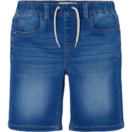 Jeansshorts name it "NKMRYAN JOGGER DNM L SHOR", Jungen, Gr. 92, N-Gr, blau (dunkelblau denim), Denim/Jeans, Obermaterial: 70% Baumwolle, 27% Polyester, 3% Elasthan, Abriebeffekte, kurz, Jeans Jeansshorts, Baumwollmischung, elastisches Bündchen, verstellbar