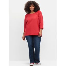 sheego Damen Sweatshirt mit Lochmuster, erdbeere, Gr&ouml;&szlig;e 56/58