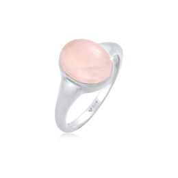 Siegelring Elli "Siegelring Rosa Quarz Edelstein Oval 925 Silber" Gr. 56, silber, Fingerringe, Damen, 56mm, Silber 925 (Sterlingsilber), Siegelring